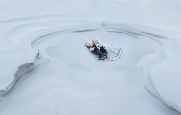 Download wallpaper girl, snow, pose, section situations in resolution ...