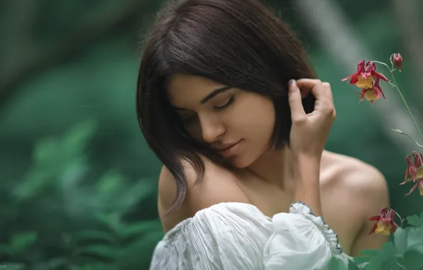 Wallpaper girl, flowers, shoulders for mobile and desktop, section ...