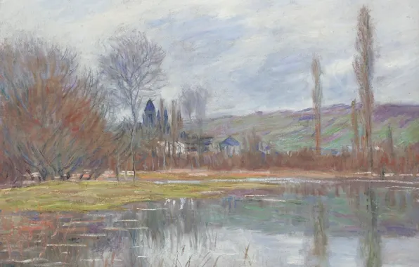 Wallpaper landscape, picture, Claude Monet, Spring in Vétheuil for ...