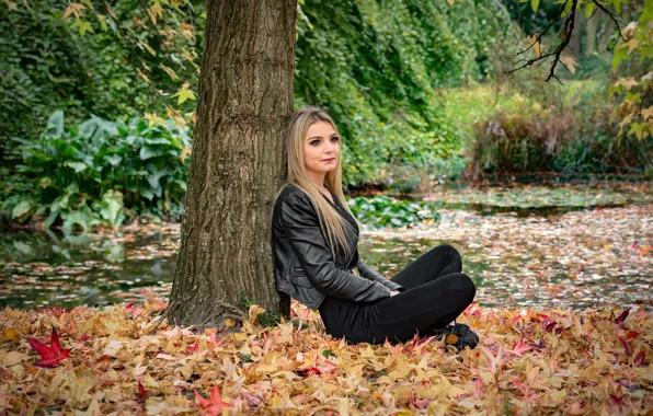 Wallpaper autumn, face, tree, model, hair, Jënny images for desktop ...