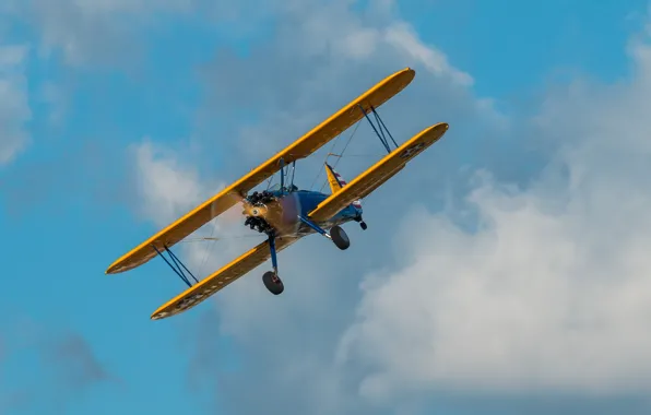 Wallpaper flight, biplane, Boeing E75 for mobile and desktop, section ...