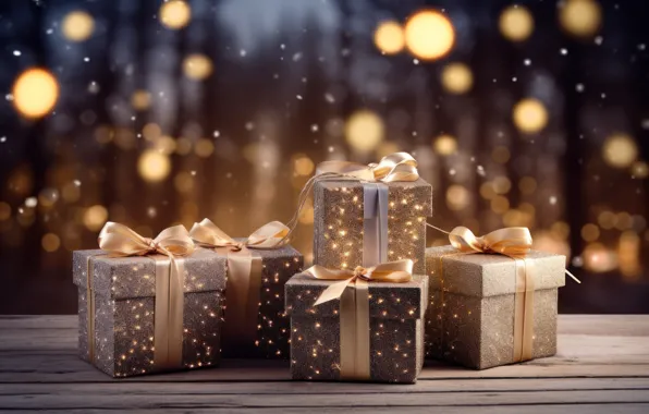 Wallpaper Christmas, gifts, New year, bows, box, Christmas decorations ...