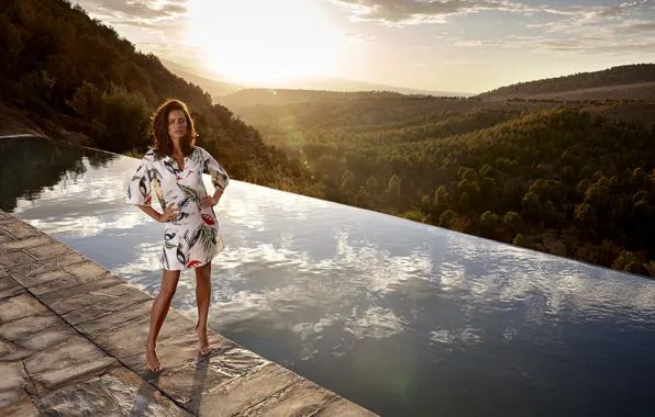 Download wallpaper Girl, Forest, Pool, section girls in resolution ...