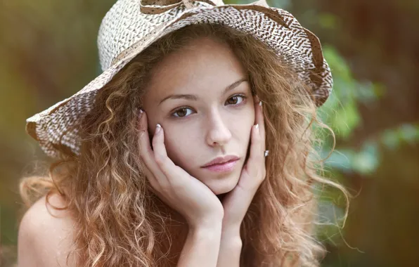 Download wallpaper portrait, hat, Lisa, brown-eyed, section girls in ...