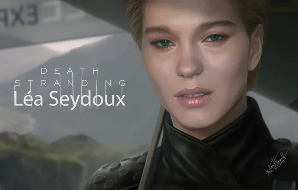 Wallpaper girl, face, umbrella, art, Kojima Productions, Hideo Kojima ...