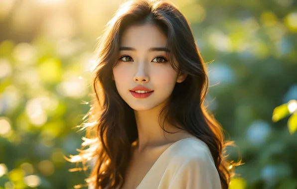 Wallpaper look, girl, the sun, light, nature, face, portrait, morning for mobile and desktop ...