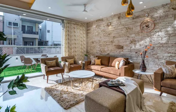 Wallpaper room, interior, India, living room, India, Ahmedabad, by ...