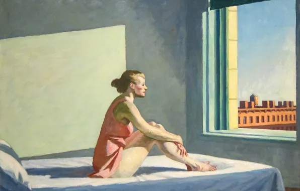 Download wallpaper Edward Hopper, Morning Sun, 1952, section painting ...
