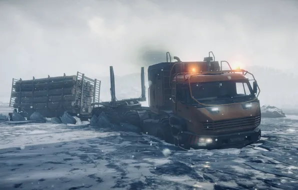 Wallpaper HDR, Winter, Water, Smoke, Truck, Game, Ice, Trees, Cold ...