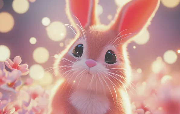 Wallpaper background, rabbit, pink, Bunny, AI art, neural network for ...