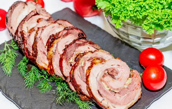Wallpaper greens, dill, meat, tomato, meatloaf for mobile and desktop ...