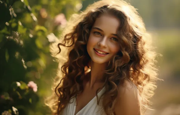 Wallpaper look, girl, face, pose, portrait, AI art, neural network for mobile and desktop ...