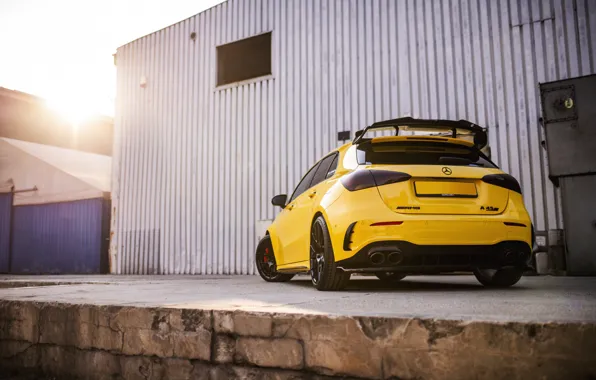 Download wallpaper Mercedes, Yellow, Mercedes - Benz, Rear, A45 AMG, JR ...