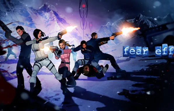 Wallpaper snow, mountains, weapons, battle, fight, art, Fear Effect ...