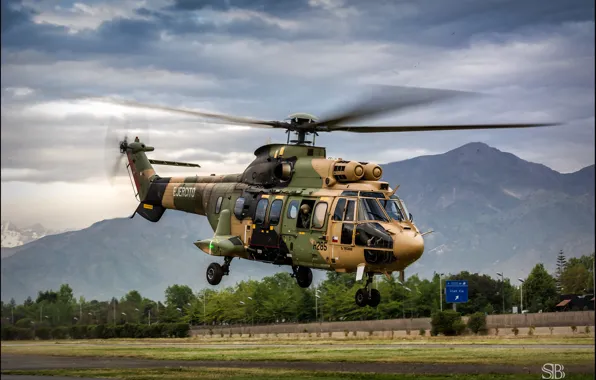 Wallpaper mountains, helicopter, the rise, AS-532 for mobile and ...