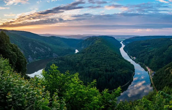 Wallpaper forest, the sky, nature, river, view, Germany for mobile and ...