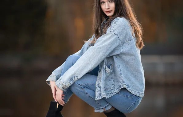 Wallpaper girl, pose, model, Dmitry Alexandrov, Denim clothing for ...