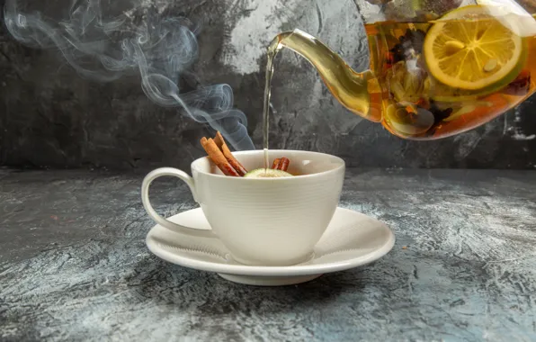 Wallpaper tea, hot, hands, kettle, pair, Cup, lime, cinnamon for mobile ...