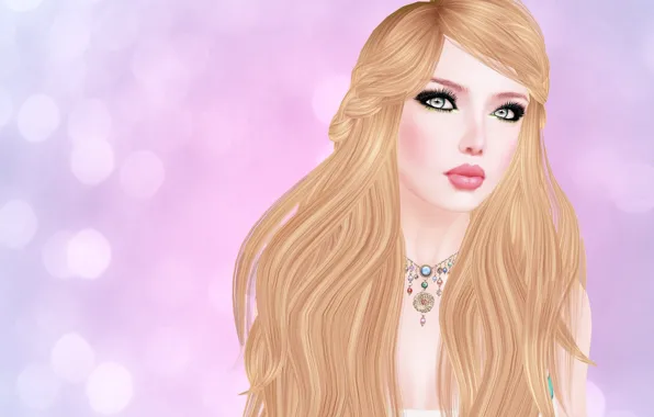 Wallpaper eyes, girl, hair, lips, necklace, render images for desktop ...