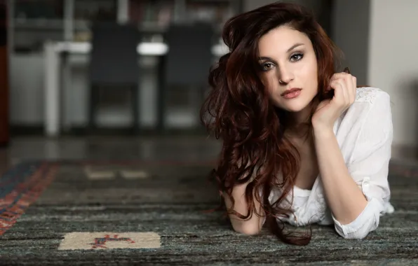 Download wallpaper look, face, model, hair, brown hair, Elena, section ...