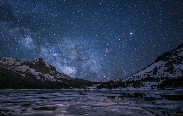 Wallpaper stars, landscape, mountains, the milky way for mobile and ...