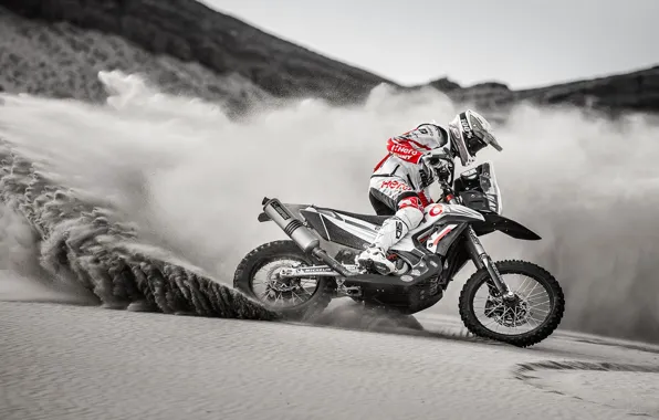 Wallpaper Sand, Skid, Motorcycle, Hero, Rally, Dakar, Dakar, Rally, BW ...