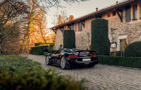 Download wallpaper Porsche, 918, rear view, Porsche 918 Spyder Weissach ...