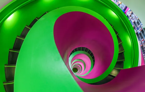 Wallpaper Germany, Brandenburg, spiral staircase, University library ...