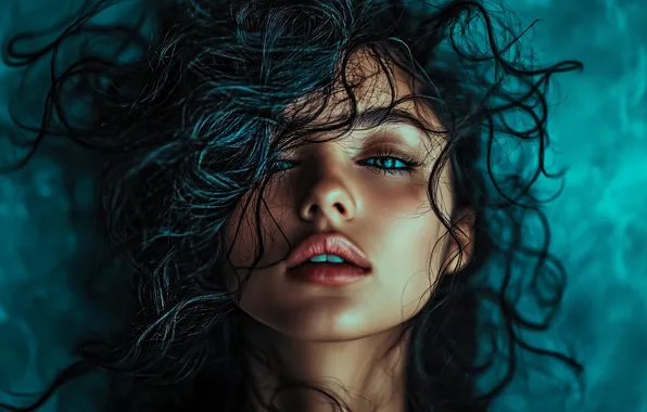 Wallpaper look, girl, face, pose, portrait, AI art, neural network for ...