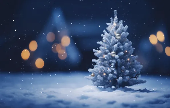 Download wallpaper winter, snow, decoration, background, balls, tree ...
