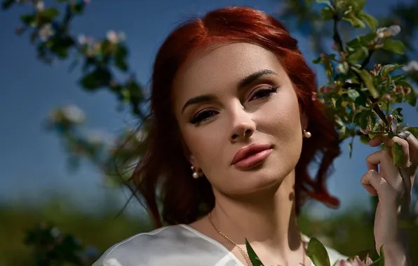 Wallpaper girl, portrait, red, Vladimir Romanovsky, Maria Shtulberg ...