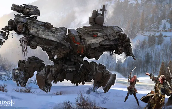 Download wallpaper Zero Dawn, Deathbringer, Horizon, mountains ...