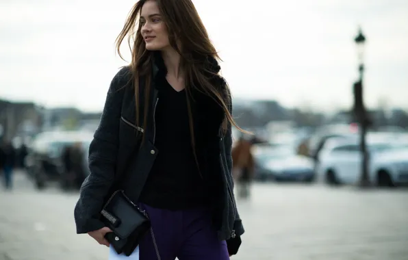 Wallpaper look, pose, model, makeup, jacket, hair, Monika Jagaciak ...