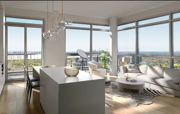 Wallpaper design, the city, style, interior, kitchen, megapolis, living ...