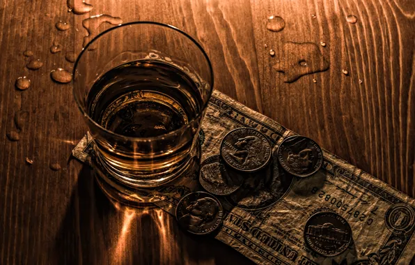 Wallpaper dollar, alcohol, stack, coins, booze for mobile and desktop ...