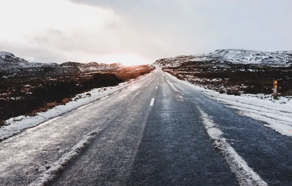 Download wallpaper cold, road, morning, section nature in resolution ...