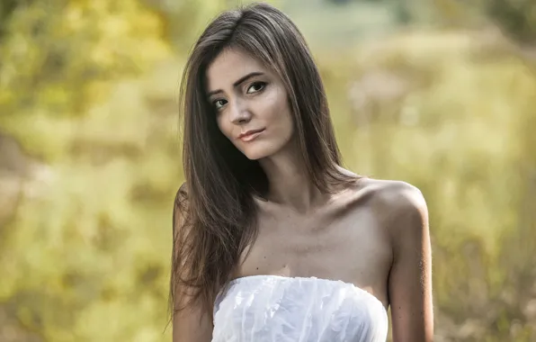 Wallpaper dress, brunette, Melinda, Fedra, shoulders, amabielle, rene ...