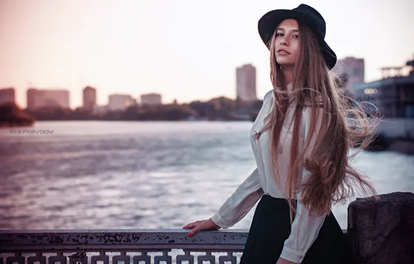 Wallpaper summer, girl, bridge, city, sweetheart, model, skirt, hat for ...