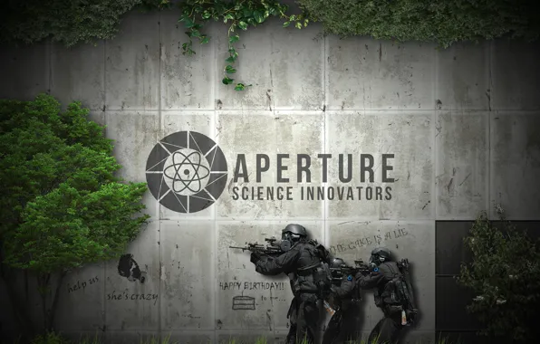 Wallpaper labels, weapons, thickets, the portal, soldiers, security ...