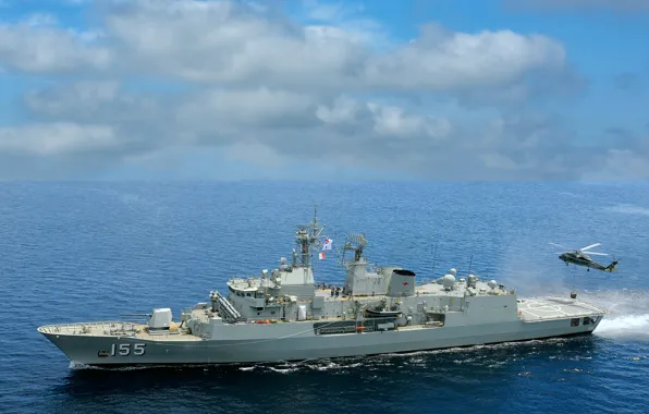 Download wallpaper frigate, The Royal Australian Navy, HMAS Ballarat, F ...