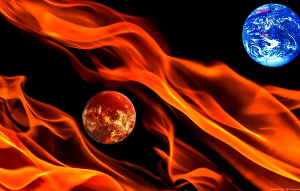 Wallpaper space, fire, planet images for desktop, section космос - download