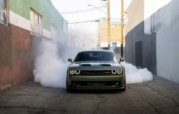 Wallpaper smoke, Dodge, Challenger, the front, powerful, oil CT, Dodge ...