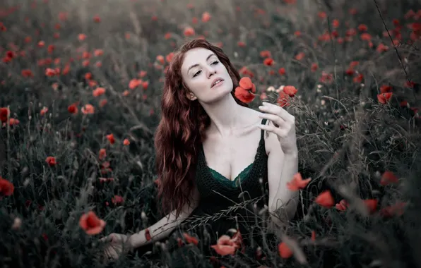 Wallpaper Girl Flowers Pose Mood Hair Maki Meadow Simone Arati