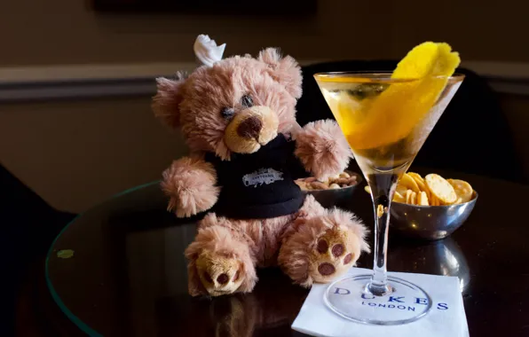 Wallpaper table, toy, glass, bear, bear, cocktail, drink, Teddy for ...