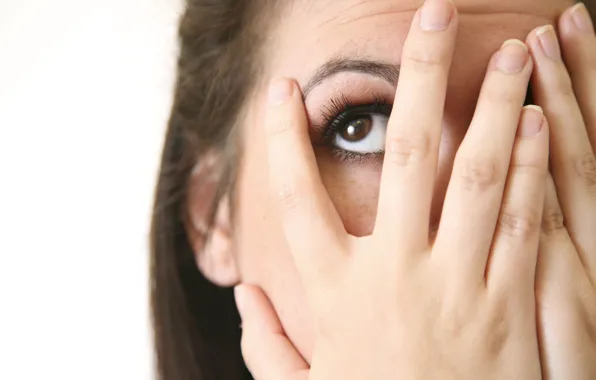 Wallpaper eyes, hand, embarrassed for mobile and desktop, section ...