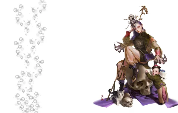 Wallpaper girl, mood, skull, art, MAG, staff, pet, mingzhu yang for ...