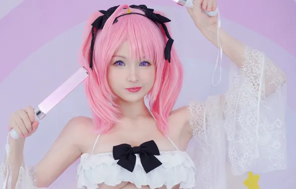 Wallpaper Girl Sexy Blouse Pink Hair Long Hair Boobs Beautiful