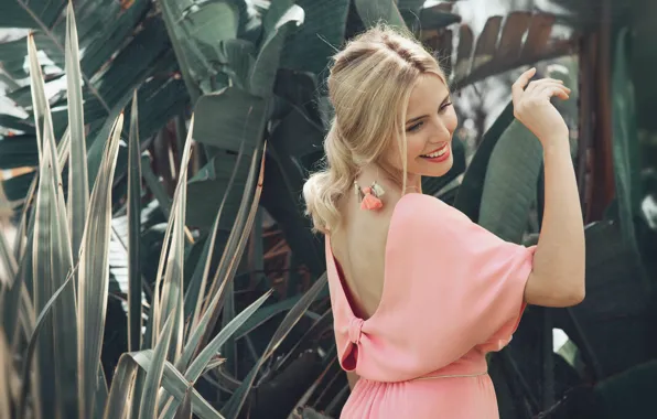 Wallpaper girl, joy, pose, smile, back, dress, Melani Gellert, Jayma ...