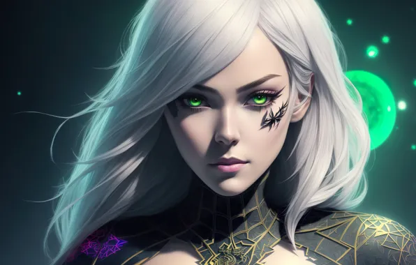 Wallpaper girl, art, blond, fantasy art, spider girl, fantasy girl ...