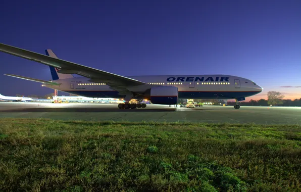 Download wallpaper The sky, Lights, Sunrise, Night, Airport, Sky ...